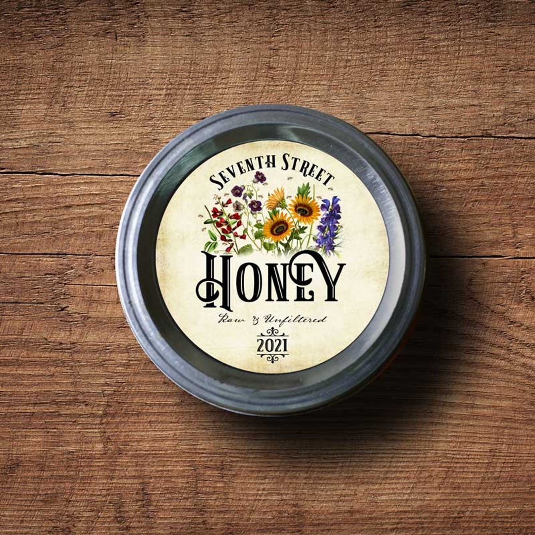 Floral Honey Labels - Premium Printed Labels, All Text is Customizable ...