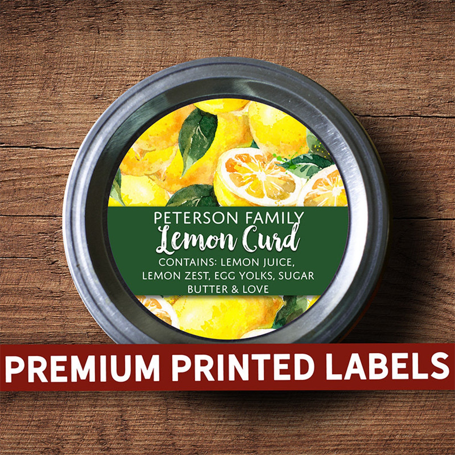Customized Lemon Curd Label Watercolor Style Canning Jar | Etsy