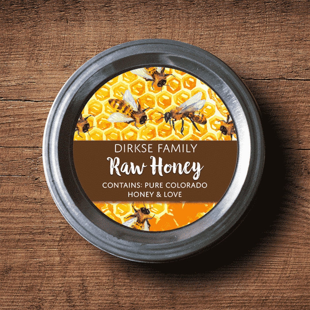 Honey Labels - Honeycomb and Bees - Watercolor Style - Raw Honey ...