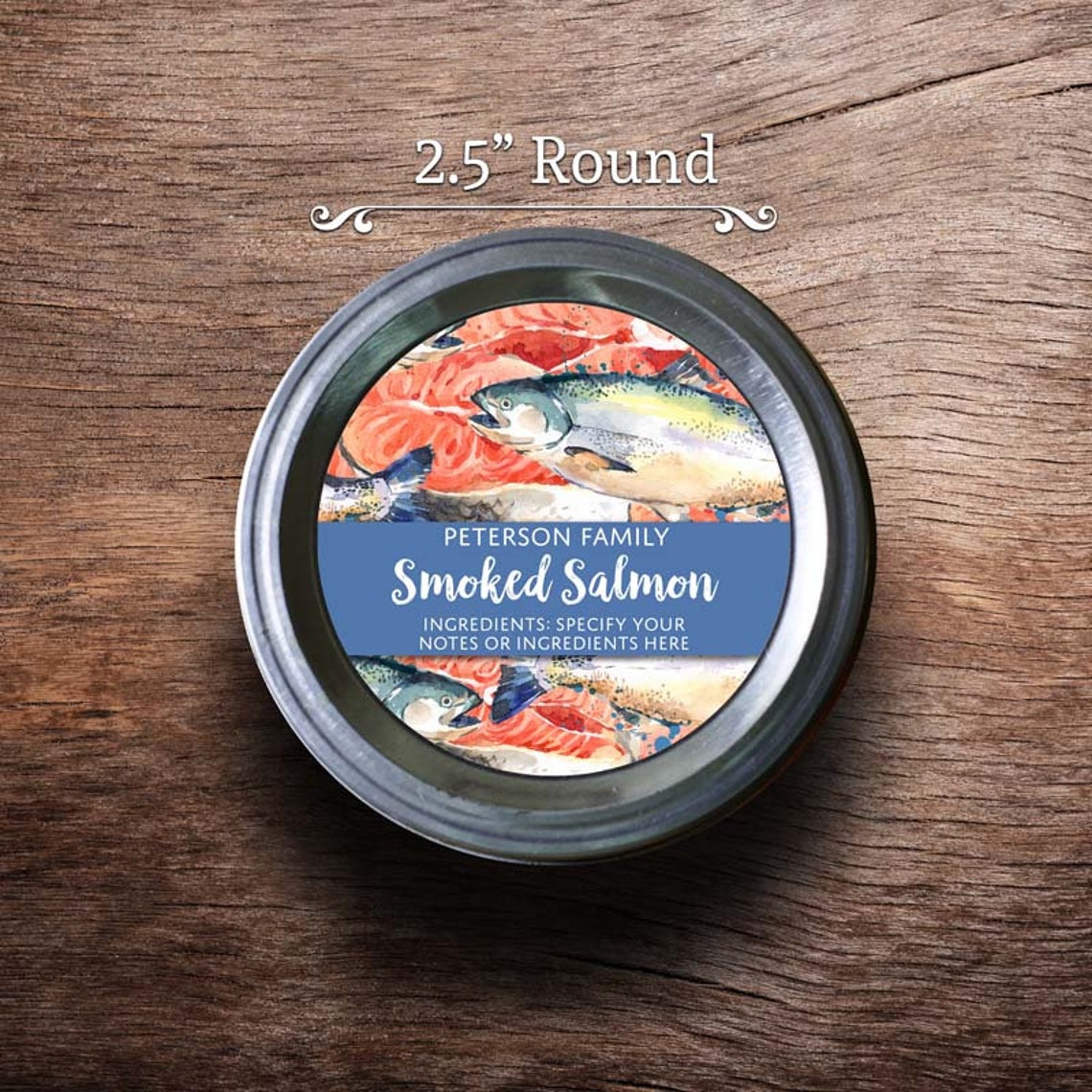 Customized Label - Salmon, Watercolor Style Label - Watercolor Canned ...