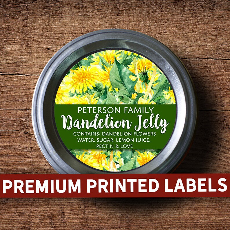 Customized Label Dandelion Jelly Dandelion Oil Watercolor | Etsy
