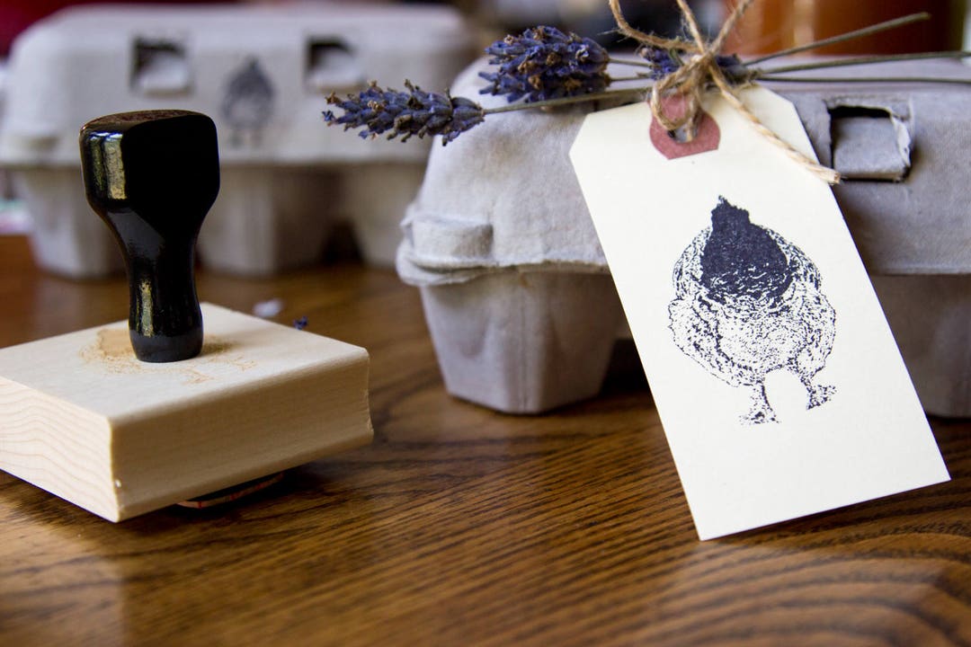 Fluffy Butt Stamp - Hand Drawn Mini Chicken Stamp - Light Brahma ...