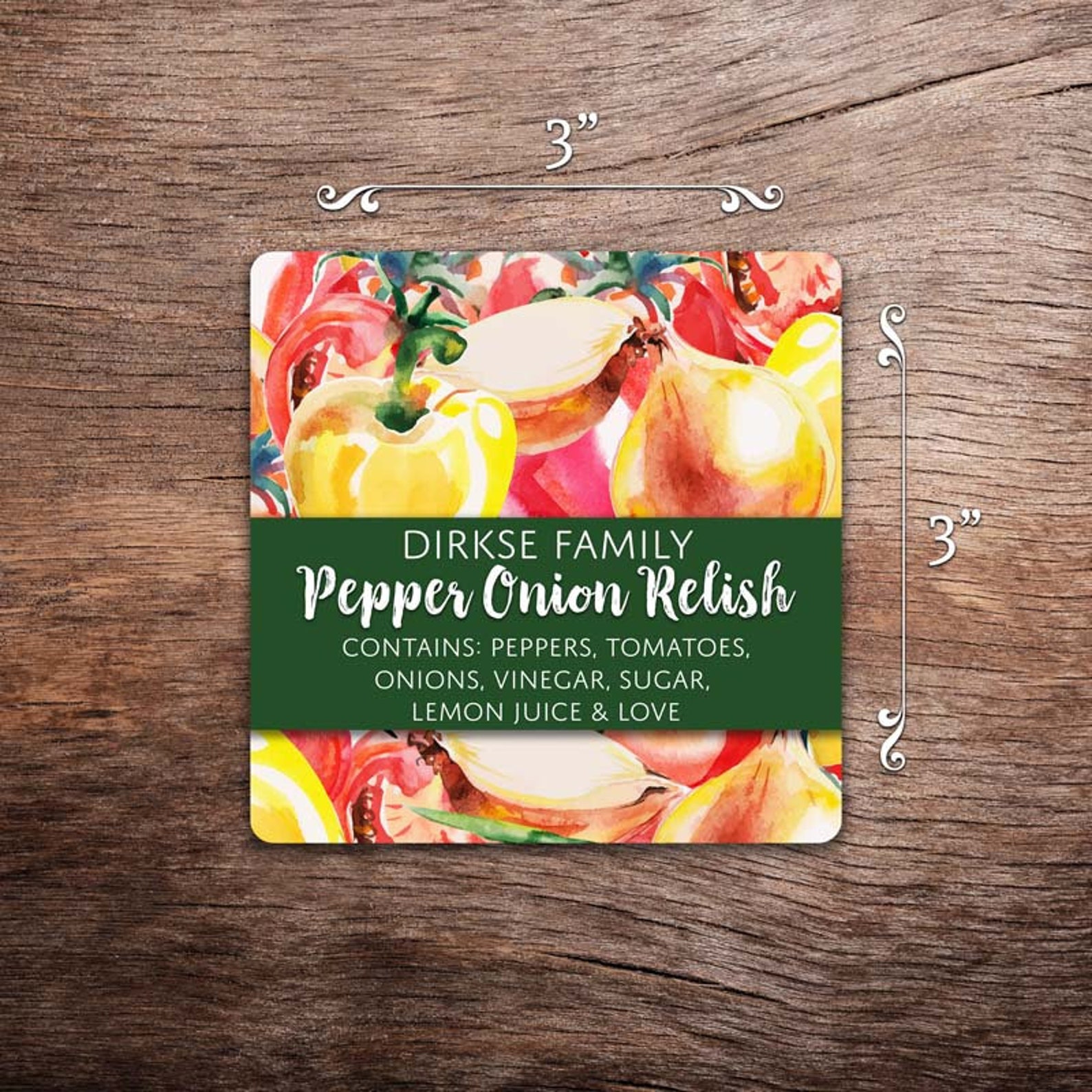 Customized Label for Pepper Onion Relish Watercolor Style - Etsy