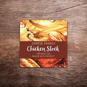 Customized Label - Chicken Stock - Bone Broth - Watercolor Style Label ...