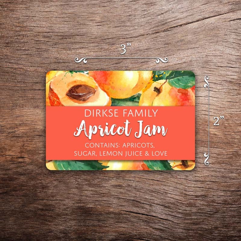 Customized Label - Apricot Jam, Jelly, Preserves, Watercolor Style ...