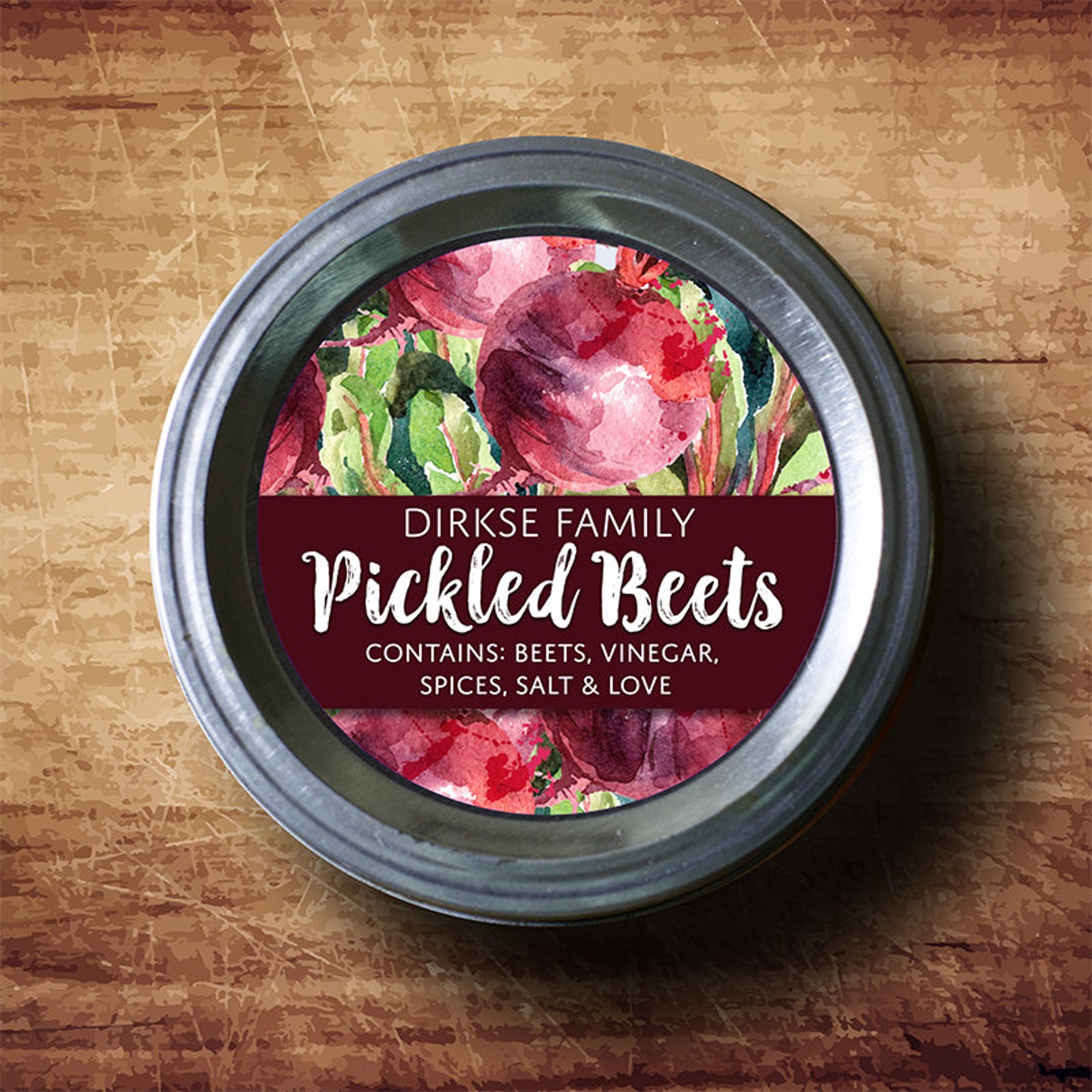 Customized Label Pickled Beets Watercolor Style Canning Jar | Etsy