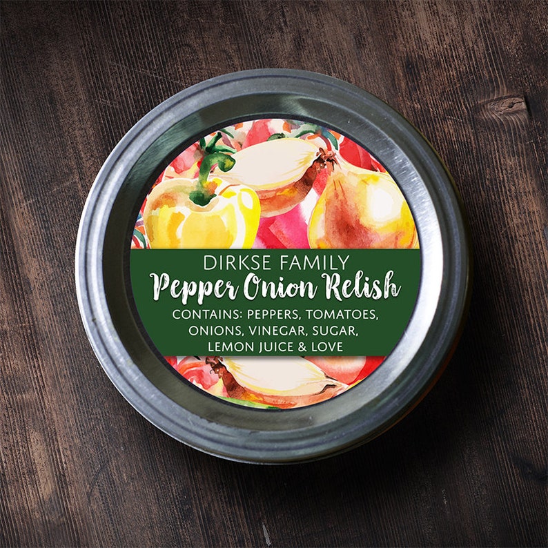 Customized Label for Pepper Onion Relish Watercolor Style - Etsy