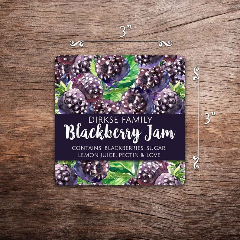 Customized Label Blackberry Jam and Preserves Watercolor - Etsy