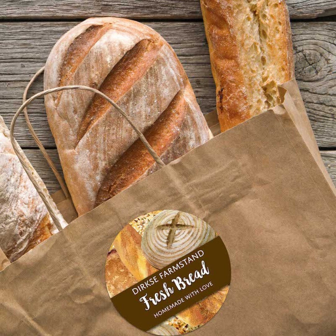 Customized Bread Label, Watercolor Style Label - Watercolor Bread Boule ...