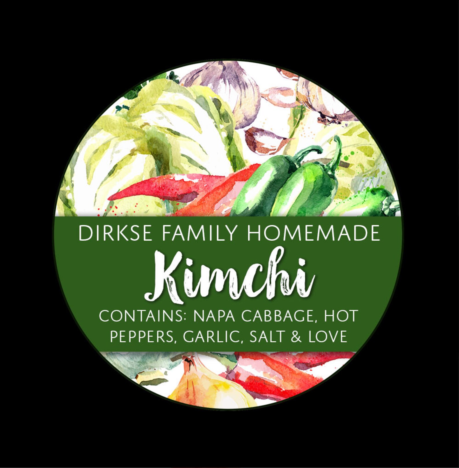 Customized Kimchi Label Watercolor Style Canning Jar Label | Etsy