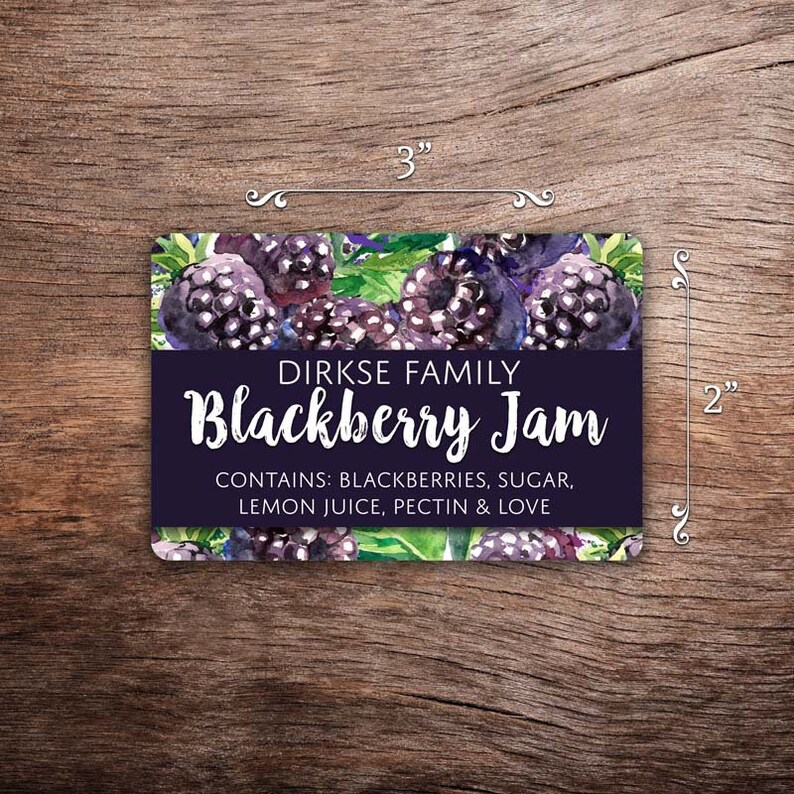 Customized Label Blackberry Jam and Preserves Watercolor - Etsy