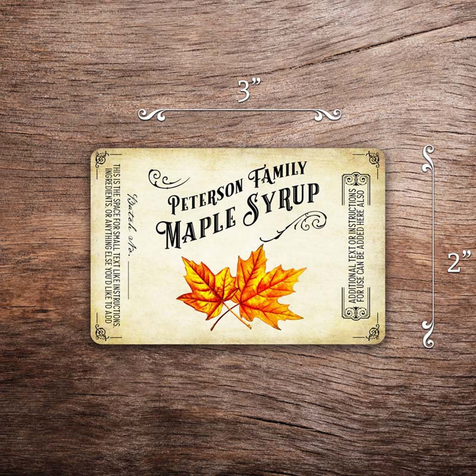 Vintage Style Maple Syrup Labels - Premium Printed Labels - All Text is ...