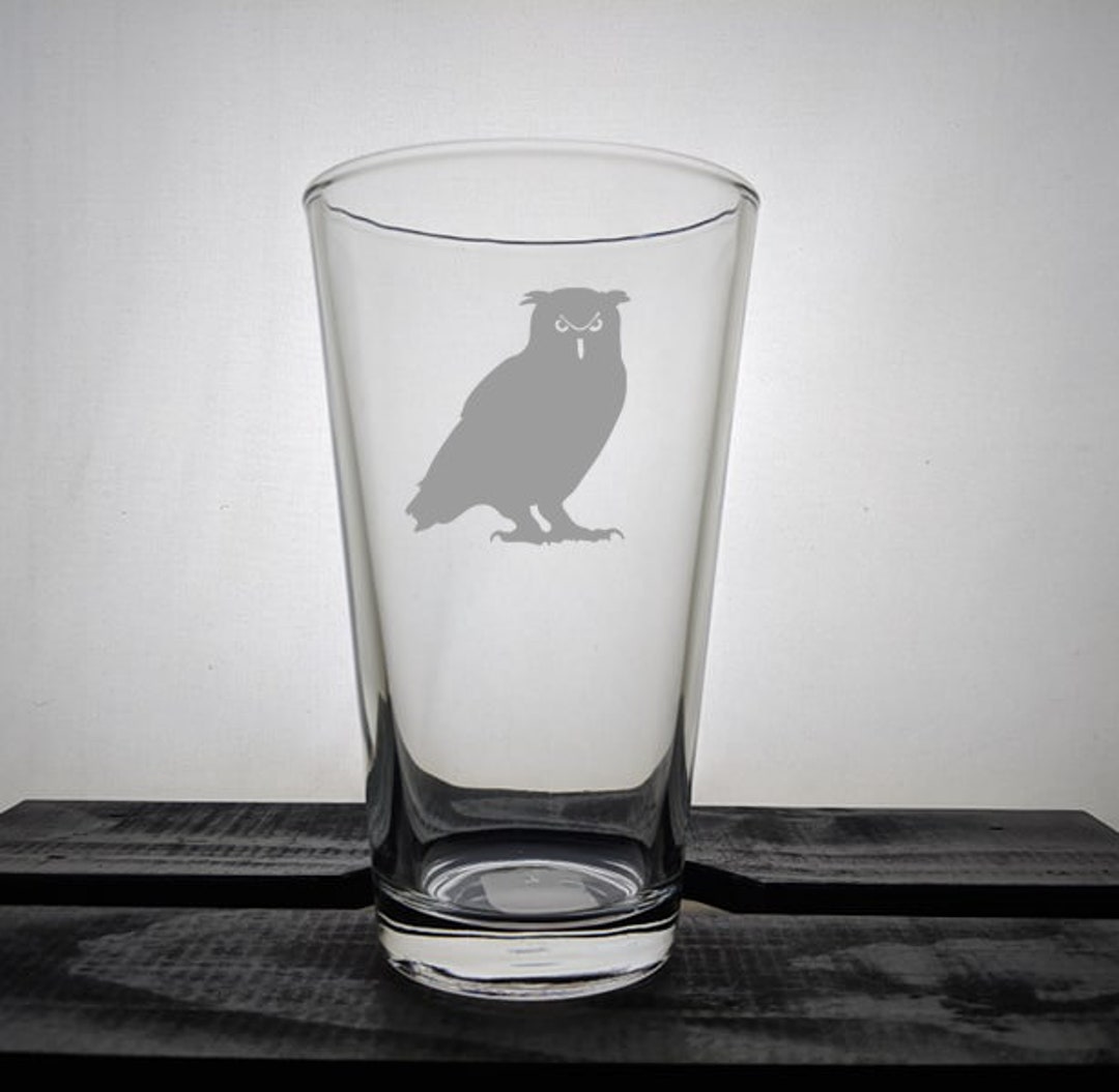 Owl Glass, Silhouette, Engraved, Etched, Customized, Personalized, Your ...
