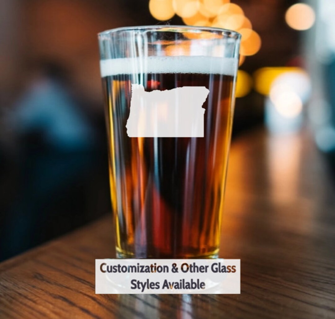Oregon Glass, State Outline, Engraved Pint, Etched, Whiskey ...