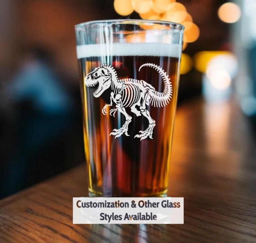 Trex Glass, Tyrannosaurs Rex, Dino, Engraved Pint, Etched, Whiskey ...