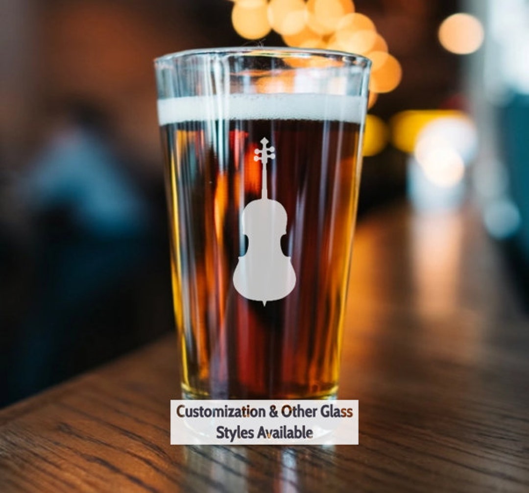 Cello Glass, Musical Instrument, Engraved Pint, Etched, Whiskey, Wine ...