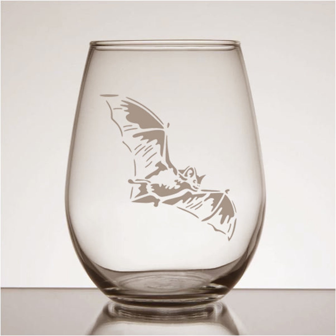 Bat Glass - Engraved Pint - Spooky Glassware - Halloween - Wine ...