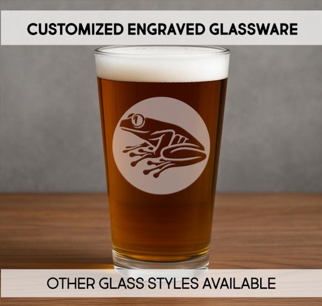 Red Eyed Tree Frog, Glass, Amphibian Glassware, Engraved Pint, Etched ...