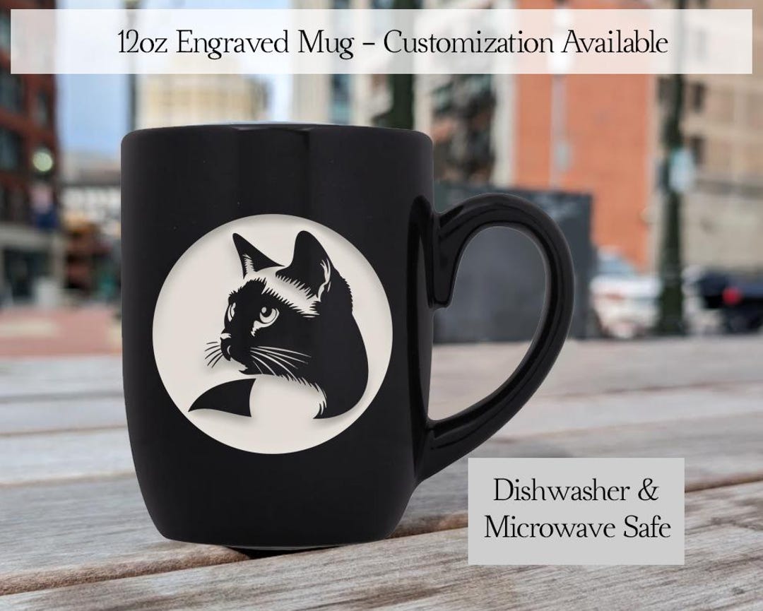 Siamese Cat Mug, Kitty, Personalized, Customized, Engraved, Etched ...