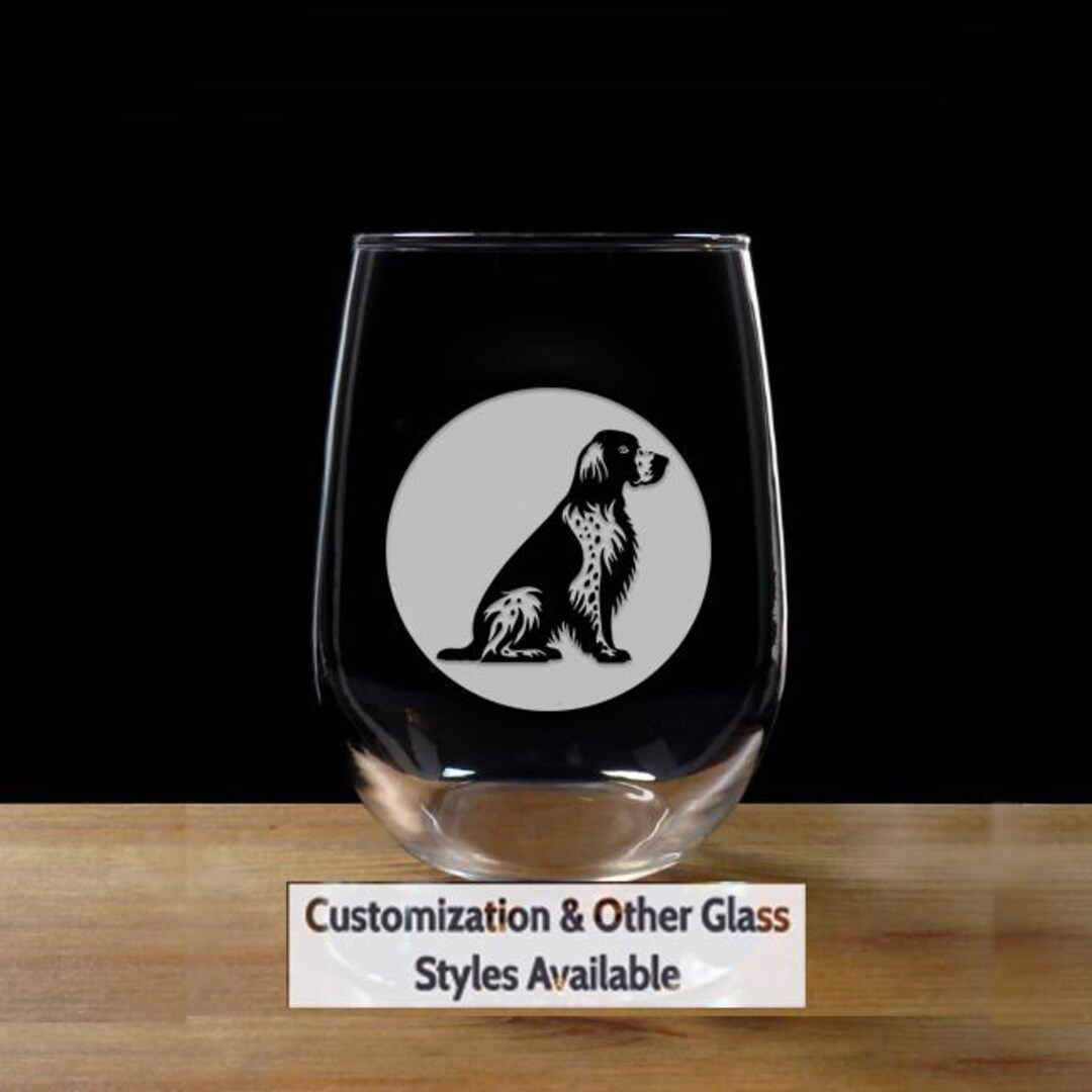 English Setter Glass, Dog Glassware, Engraved Pint, Etched, Whiskey ...