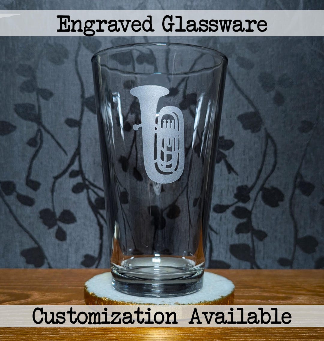 Tuba Glass, Musical Instrument, Musician, Engraved Pint, Etched ...