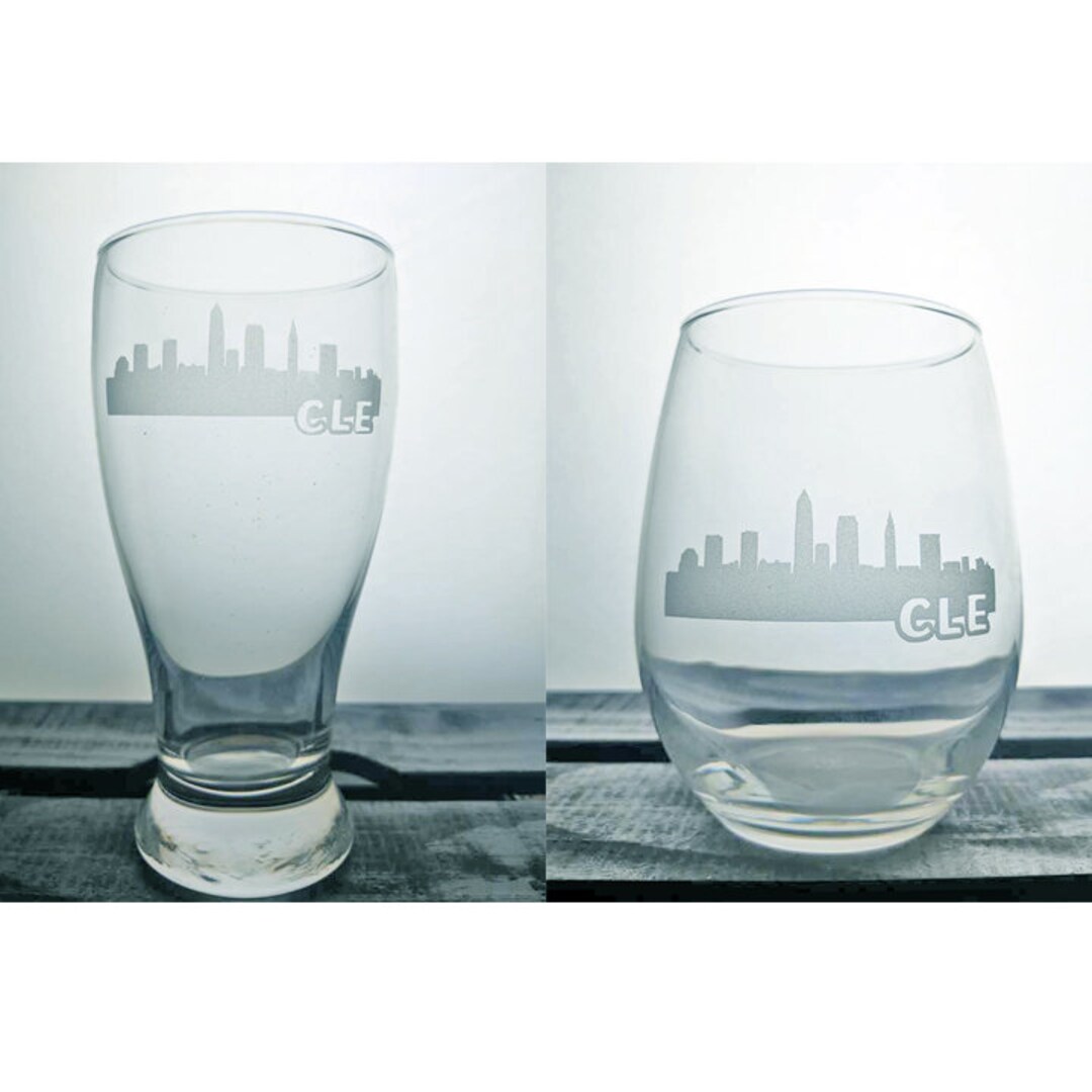 Cleveland Glass - Pint - Pilsner - Cityscape - Skyline - CLE - Ohio ...
