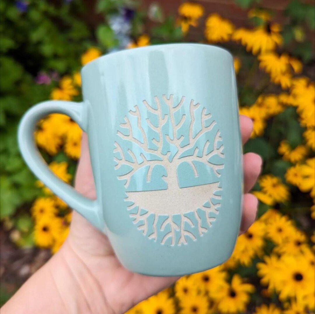 Light Green Coffee Mug - Etched Tea Cup - Engraved - Your Design ...