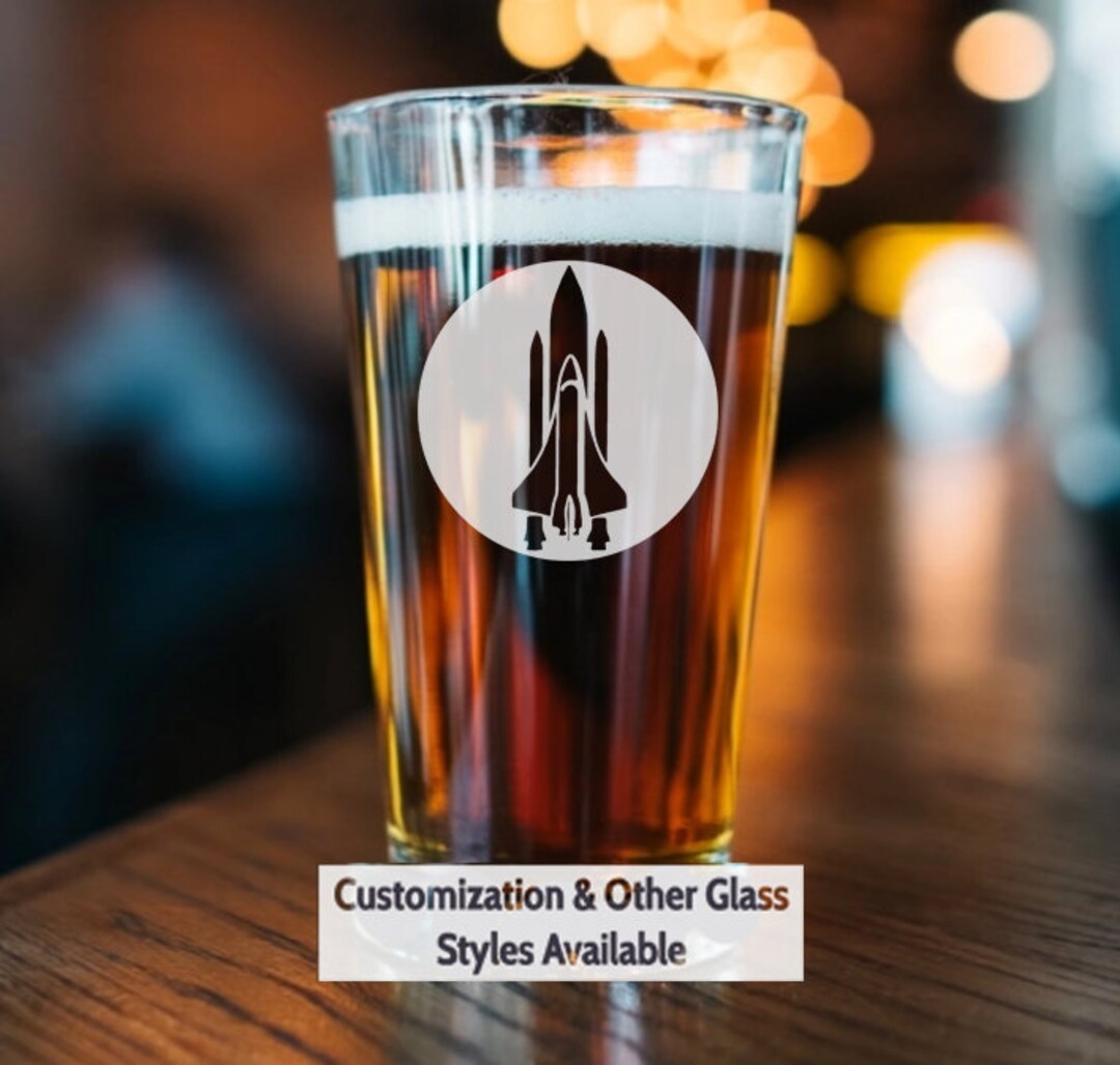 Rocket Ship Glass, Spaceship, Astronaut, Engraved Pint, Etched, Whiskey ...