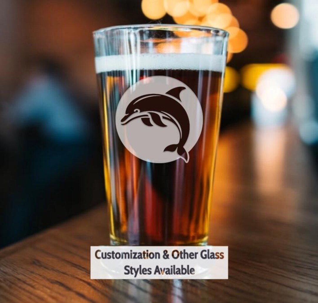 Dolphin Glass, Fish, Etched Cup, Engraved Glassware, Customized ...