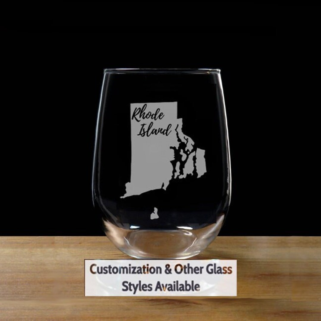 Rhode Island Glass, State Outline, Engraved Pint, Etched, Whiskey ...