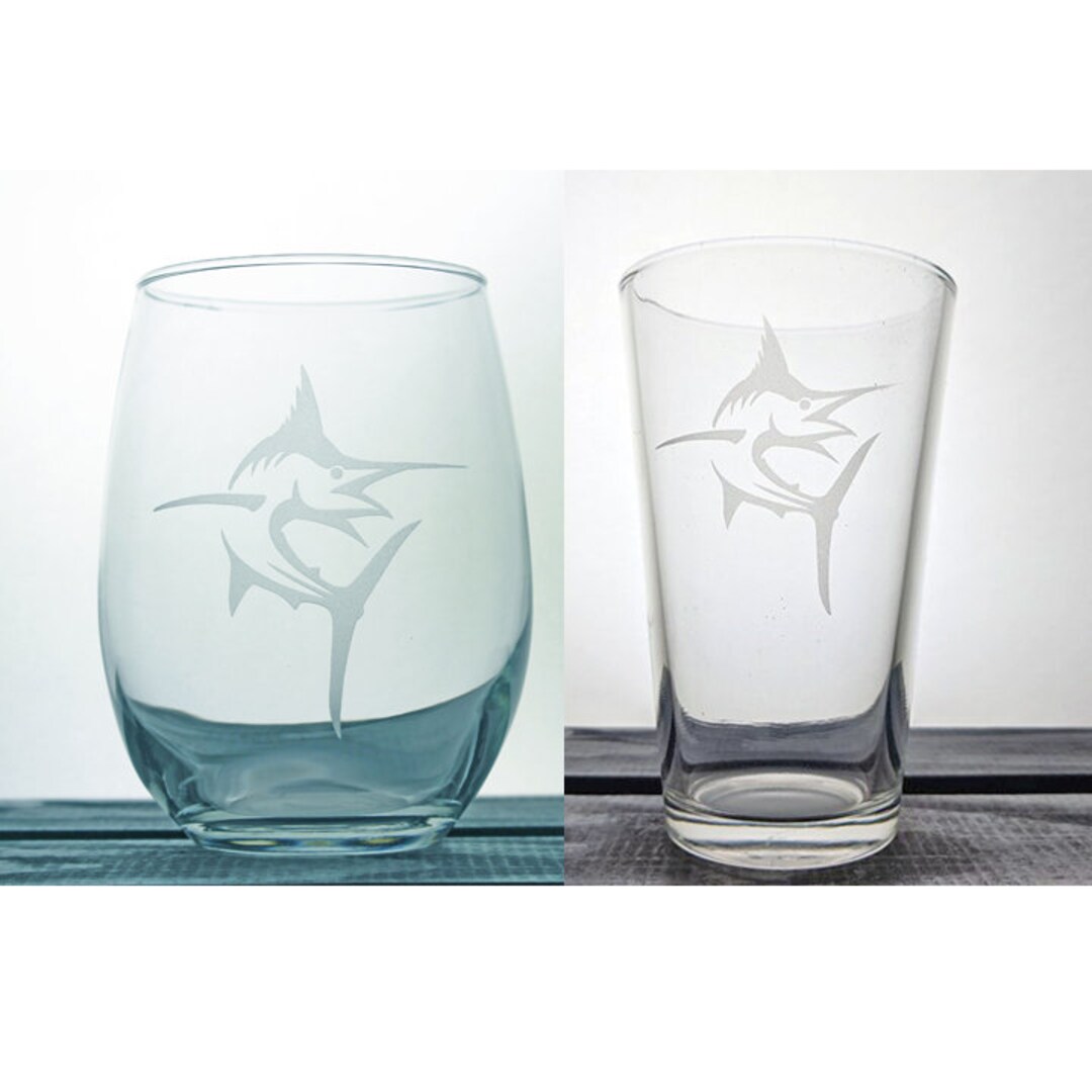 Swordfish Glass - Underwater - Nautical Theme - Wine Glass - Pint ...