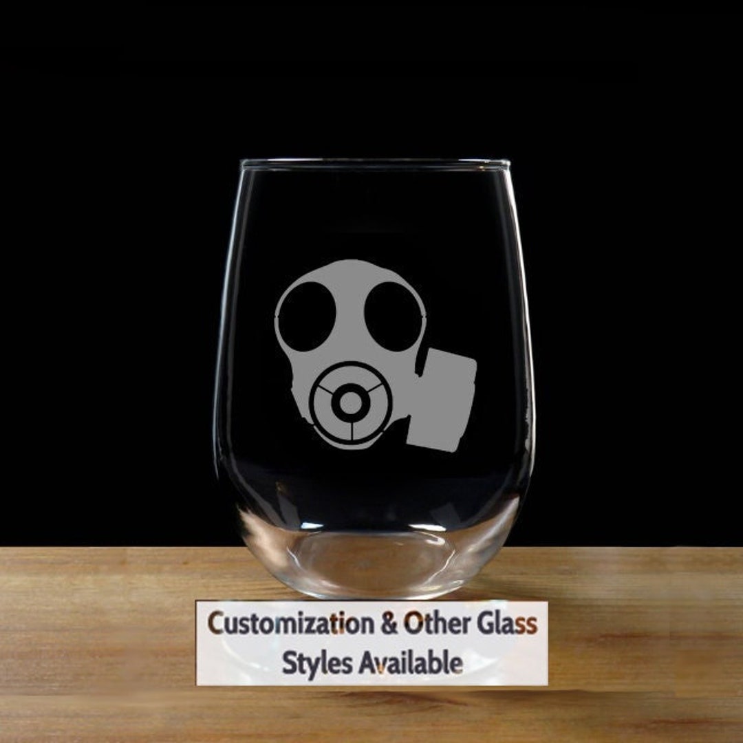 Gas Mask Glass, Nuclear Fallout, Engraved Pint, Etched, Whiskey, Wine ...