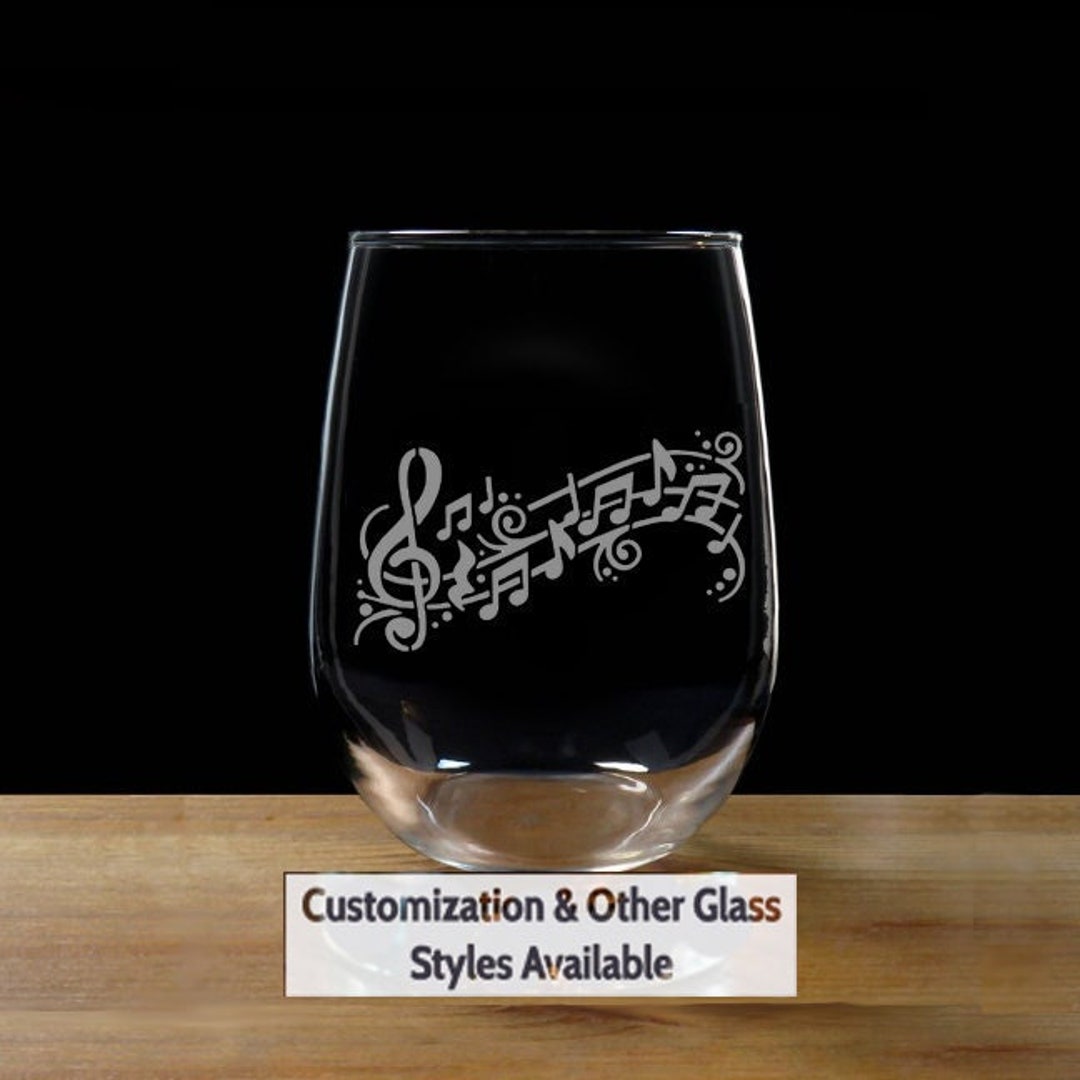 Music Notes Glass, Musical, Musician, Engraved Pint, Etched, Whiskey ...
