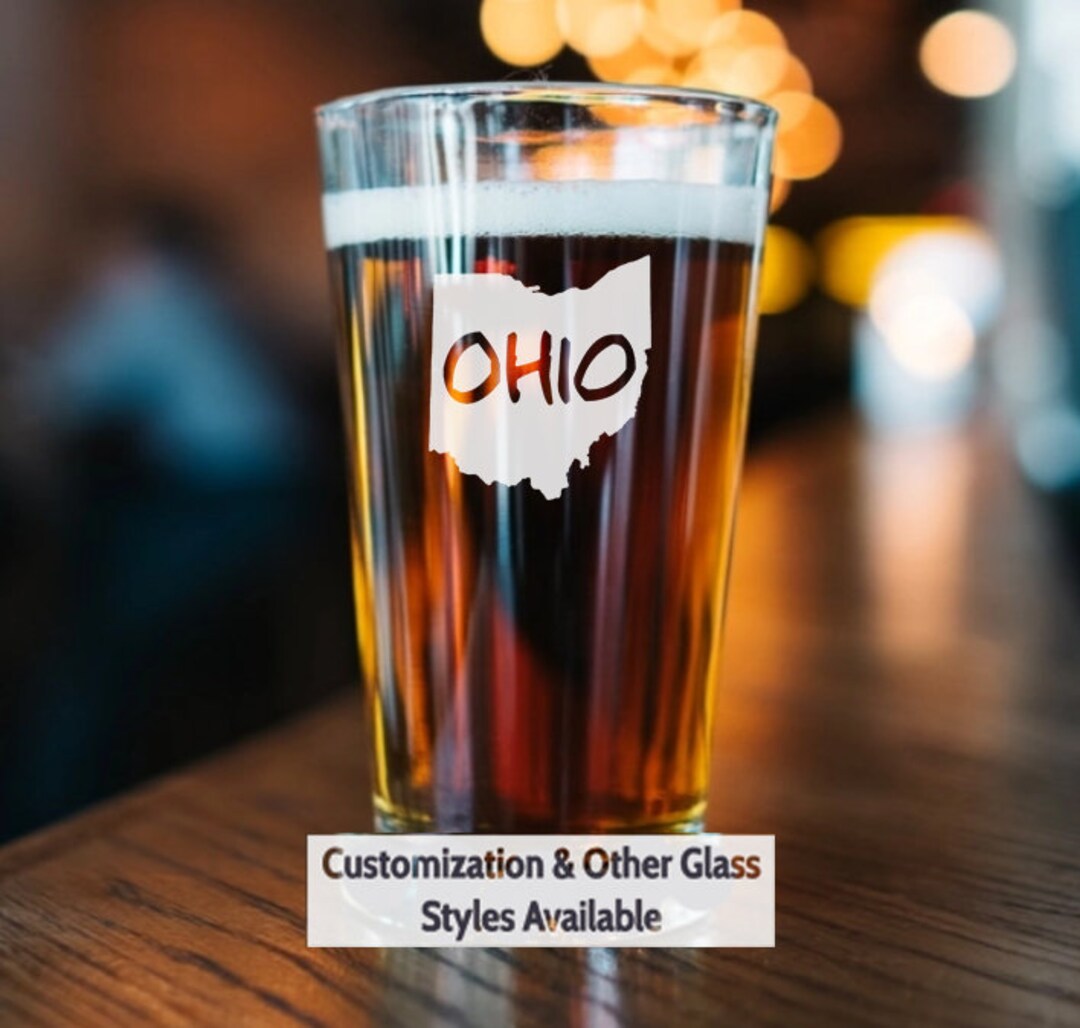 Ohio Glass, State Outline, Engraved Pint, Etched, Whiskey, Personalized ...