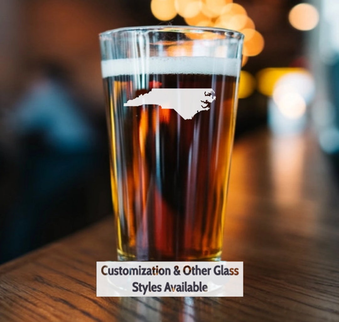 North Carolina Glass, State Outline, Engraved Pint, Etched, Whiskey ...
