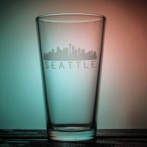 Seattle Skyline - Pilsner Glass - Beer Glassware - Wine Glass ...