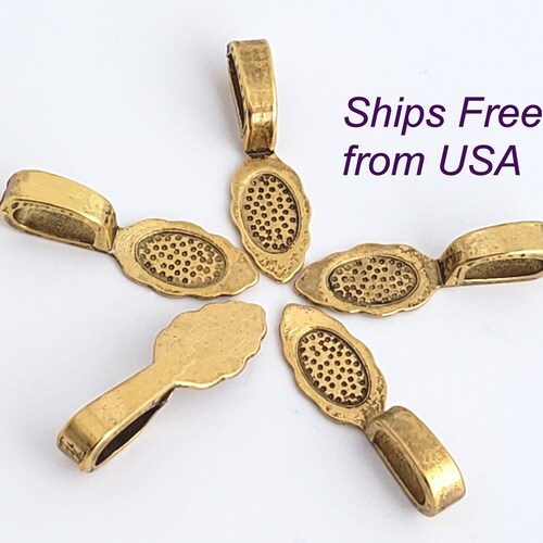 Pinch Bails pkg of 5 or 10 Light Gold Pendant Bail Large - Etsy