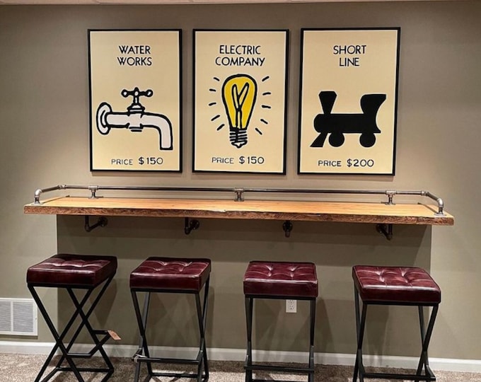 Monopoly Electric Company Room Decor Board Game Art Man Cave | Etsy