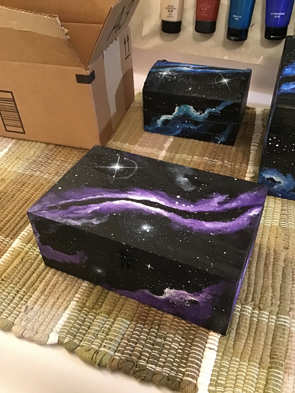 Galaxy Box Hand Painted Chest Outerspace Original Art Jewelry - Etsy