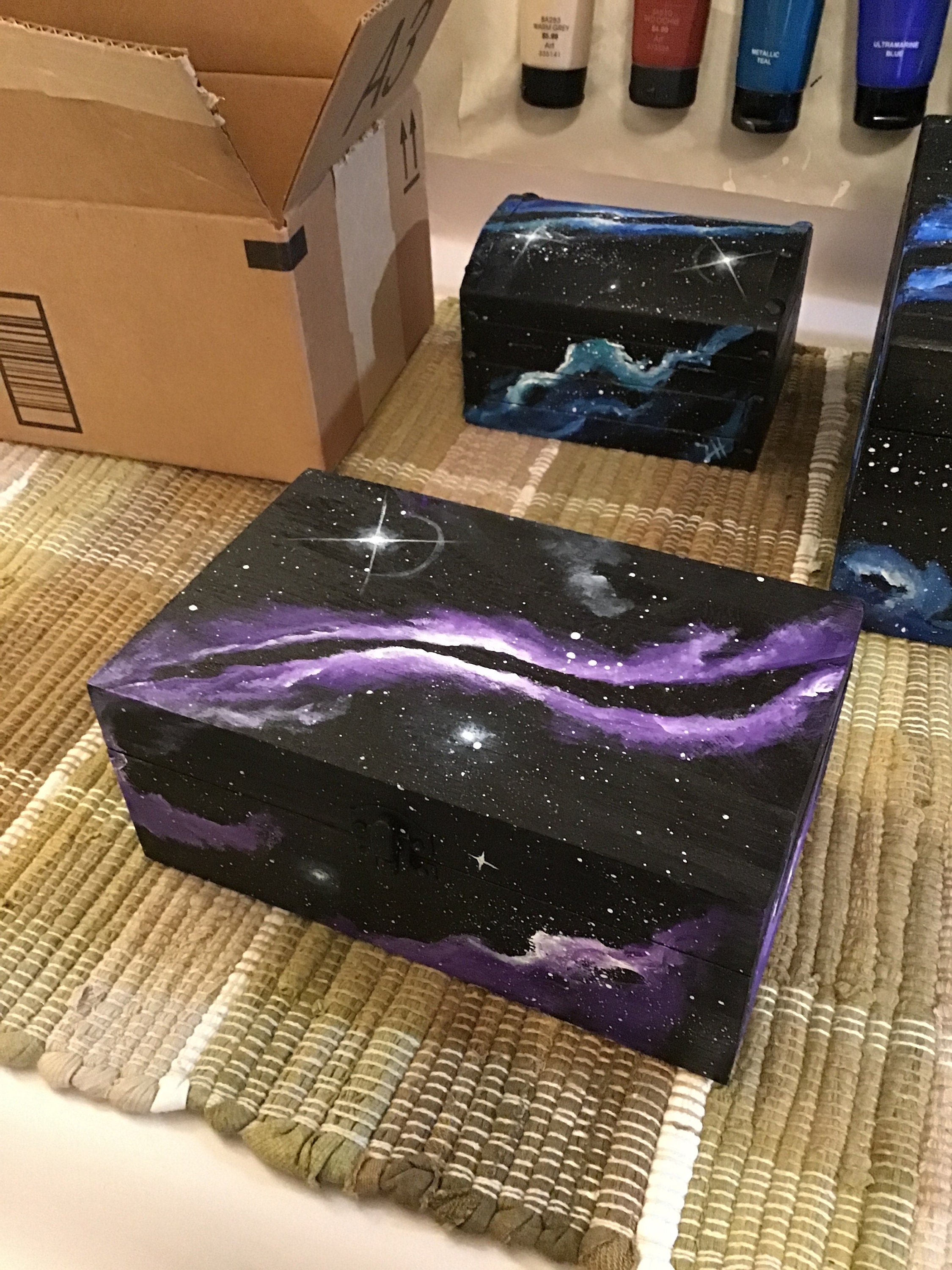 Galaxy Box Hand Painted Chest Outerspace Original Art Jewelry - Etsy