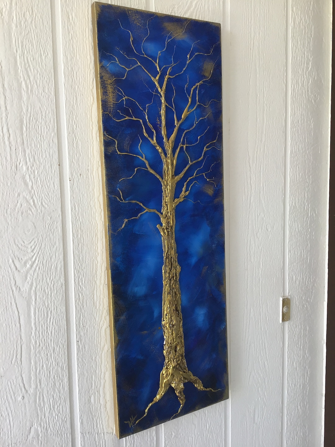 Gold Tree 3D Textured Original Painting Midnight Blue Gold Customized ...