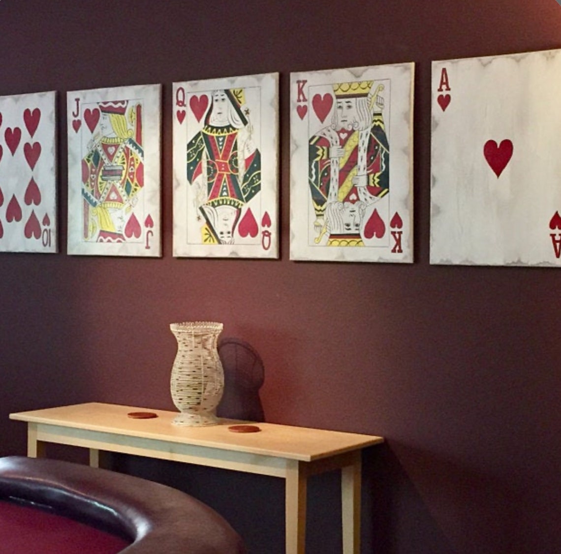 Playing Card Paintings Set of 3 Original Hand Painted Art on Stretched ...