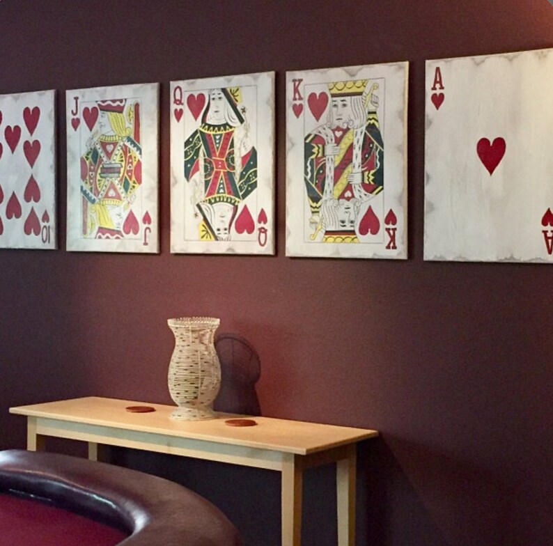 Playing Card Paintings Set of 3 Original Hand Painted Art on - Etsy