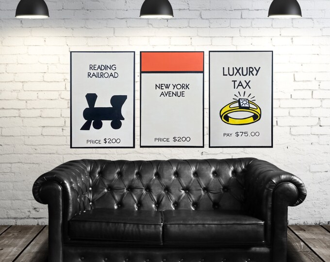 Monopoly Hand Painted Room Decor Board Game Art Your Choice | Etsy