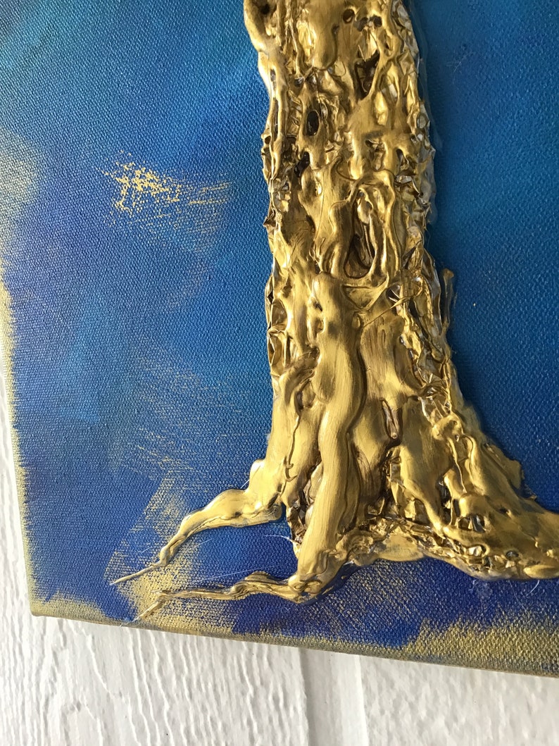 Gold Tree 3D Textured Original Painting Midnight Blue Gold Customized ...
