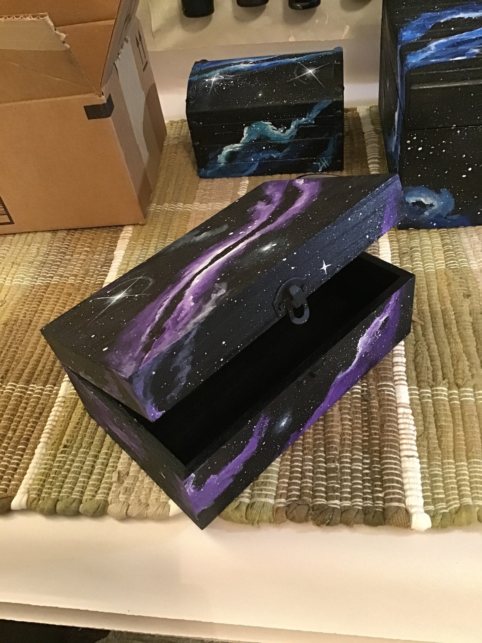 Galaxy Box Hand Painted Chest Outerspace Original Art Jewelry - Etsy
