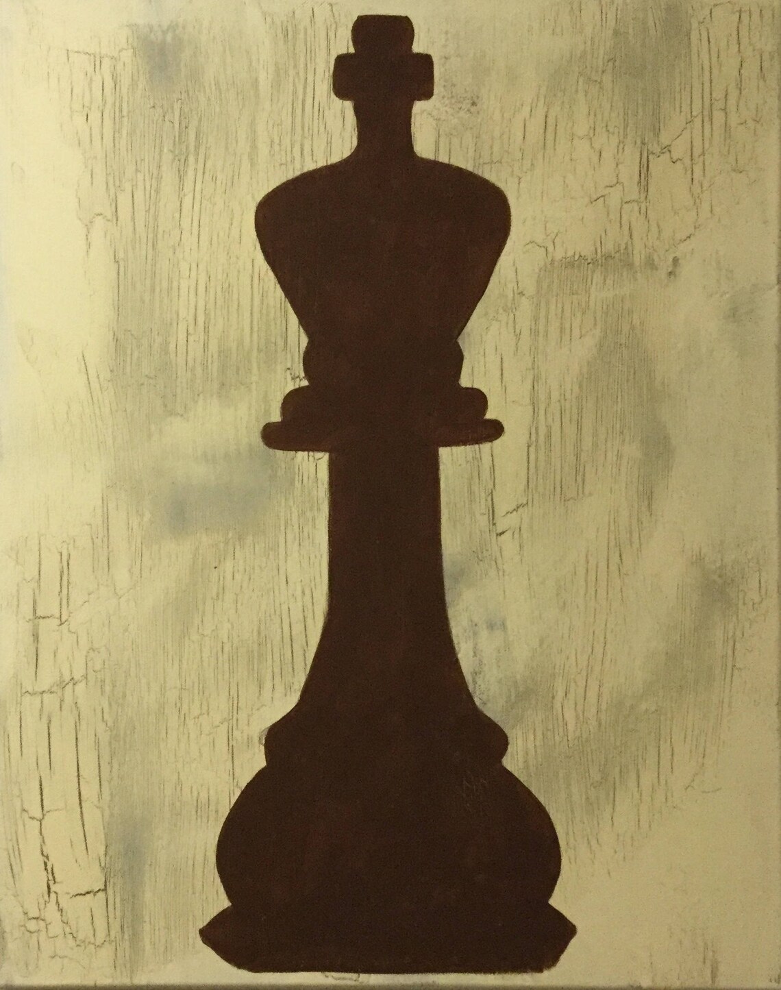 Chess Piece Art Cracked Brown / Cream King and Queen Chess Vintage ...