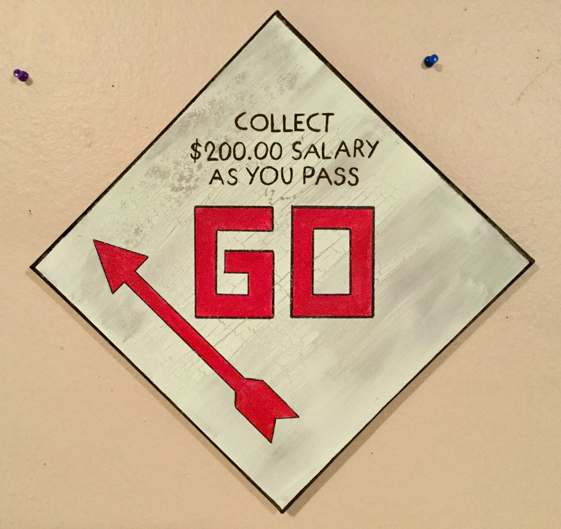 Pass Go Monopoly Space Painting Collect 200 Dollars Board Game Room ...