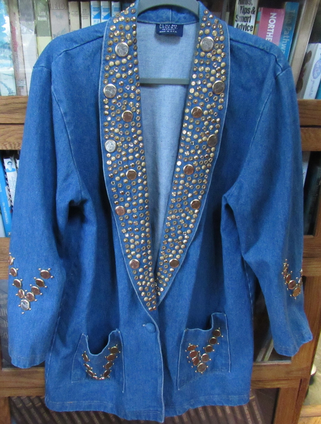 Vintage Embellished Coin Bedazzled Chore Coat Jacket Women's look Ny ...