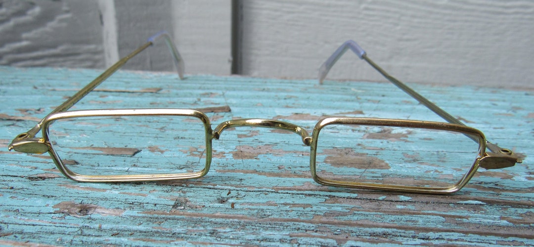 Vintage Wire Rim Beatnik Glasses Rectangle Shaped Clear Glass Lens Made ...